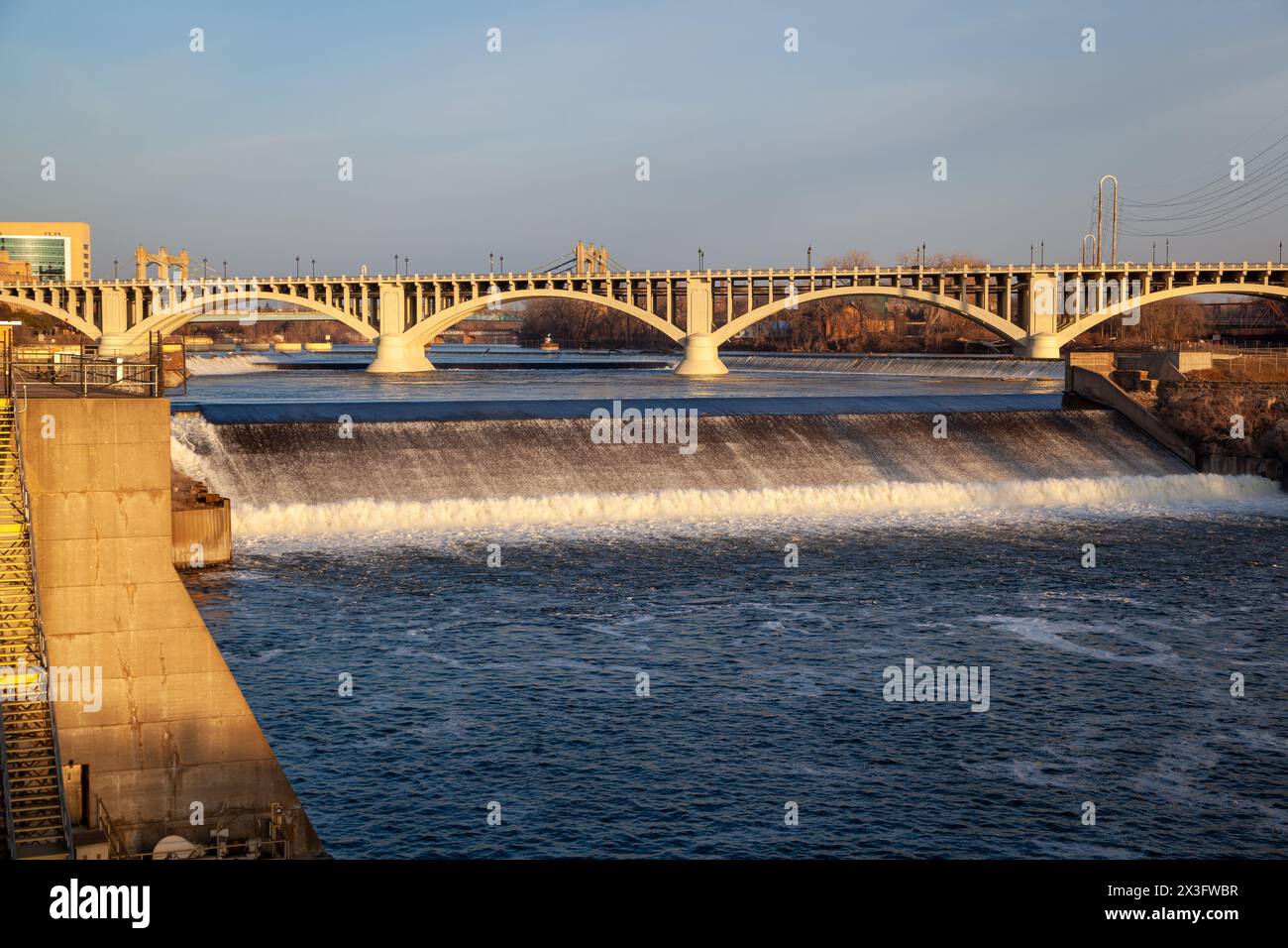 A spillway on the Mississippi River in Minneapolis, Minnesota Stock ...