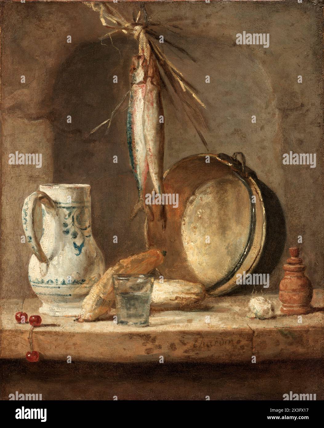 Still Life with Herrings. Jean-Siméon Chardin. c. 1735 Stock Photo - Alamy
