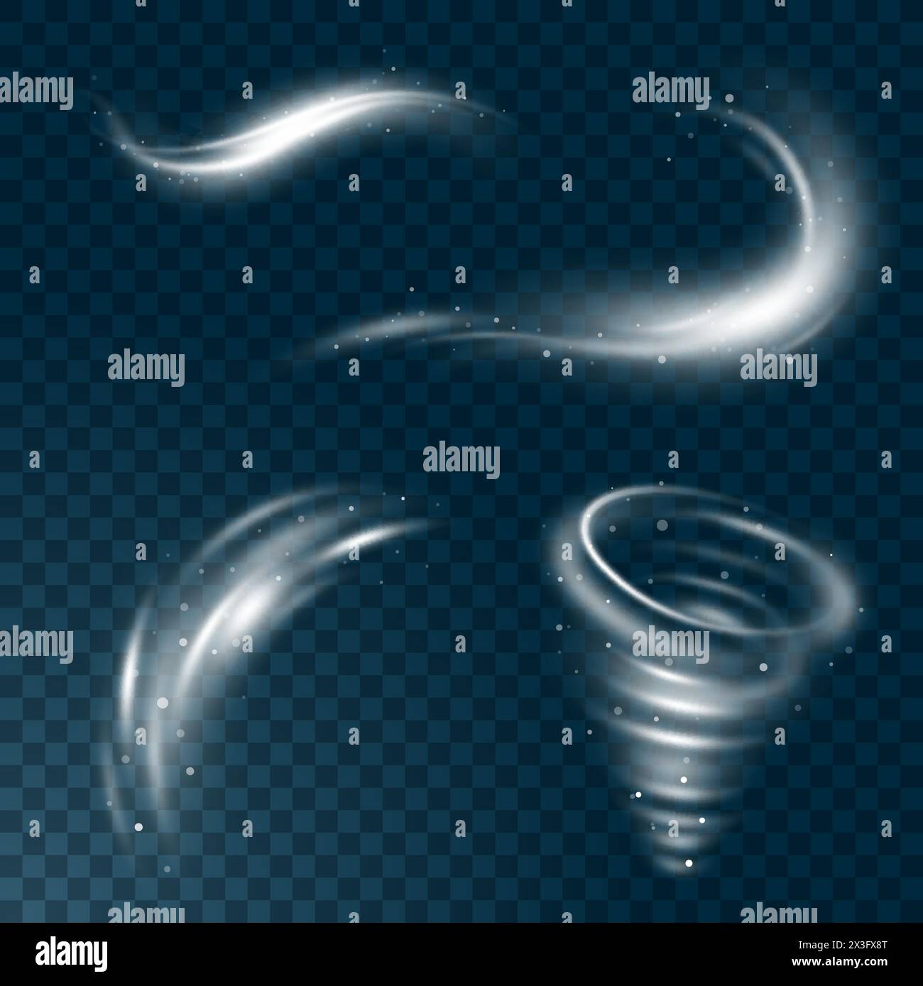 Realistic set of high detailed wind or dust cloud isolated on ...