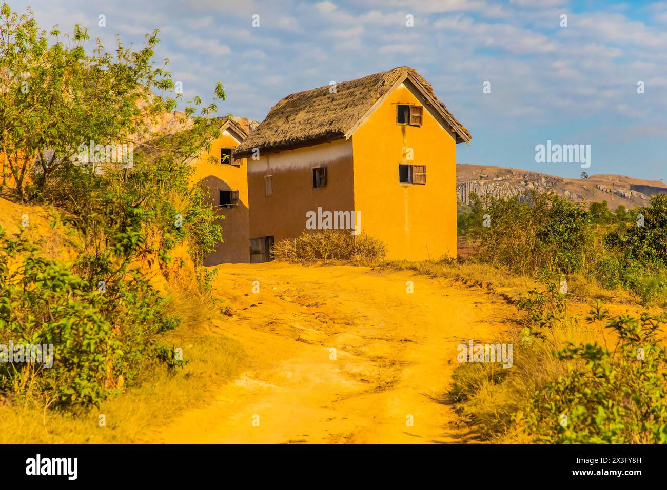 Madagascar, 22 october 2023. Clay houses of Malagasy, local residents ...