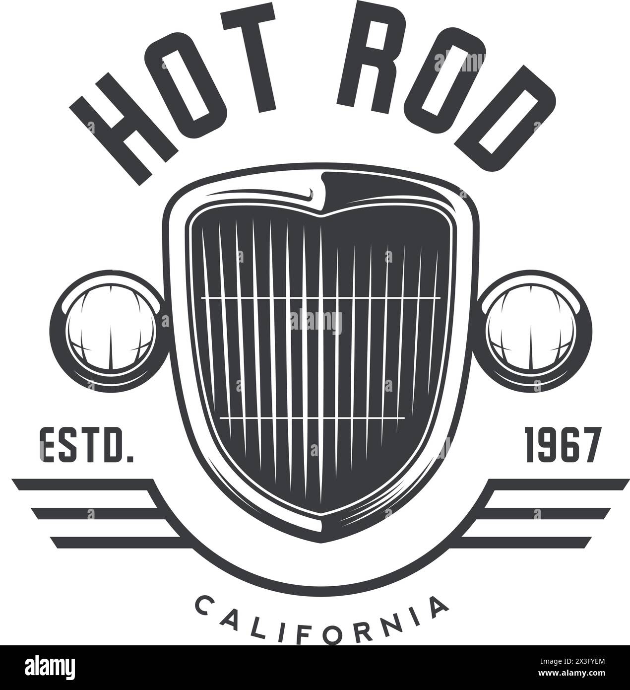 Hot rod grill emblem. Isolated on white background Stock Vector Image ...