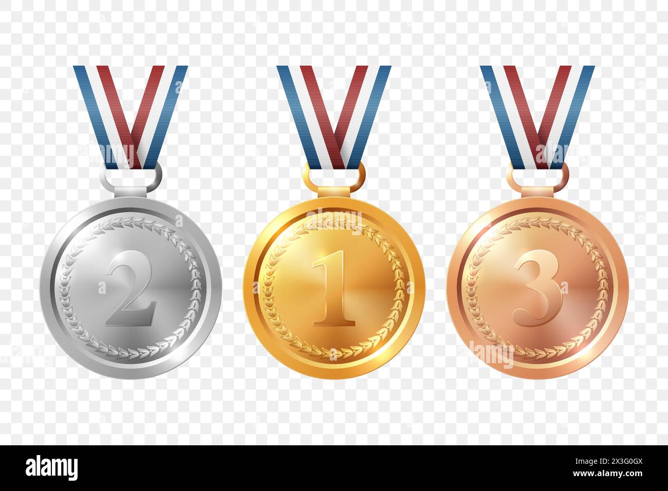 Vector Realistic Blank Golden, Silver, Bronze Award Medal Icon Set ...