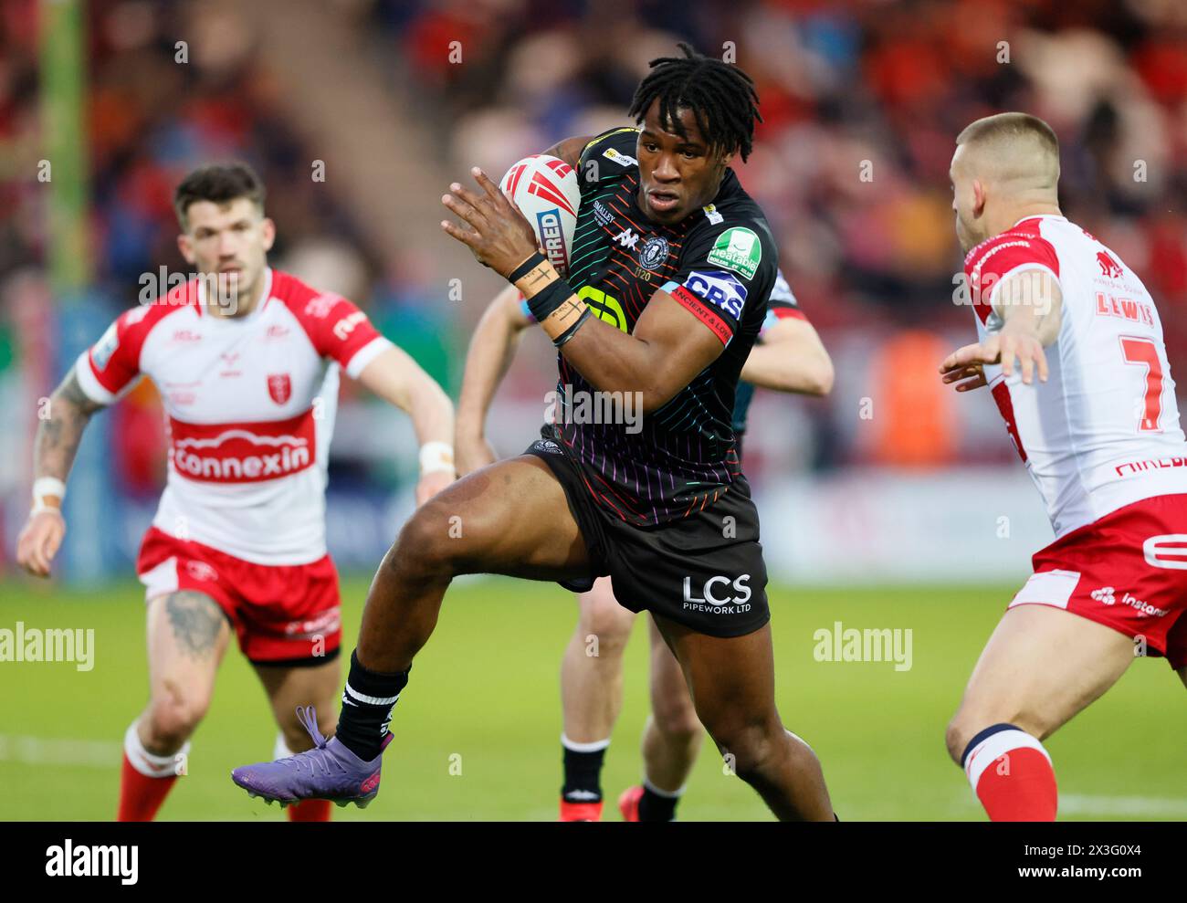 Wigan Warriors' Junior Nsemba in action during the Betfred Super League ...