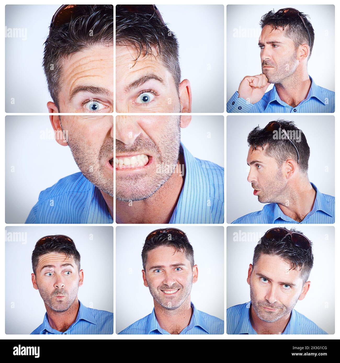 Facial expressions in collage hi-res stock photography and images - Alamy
