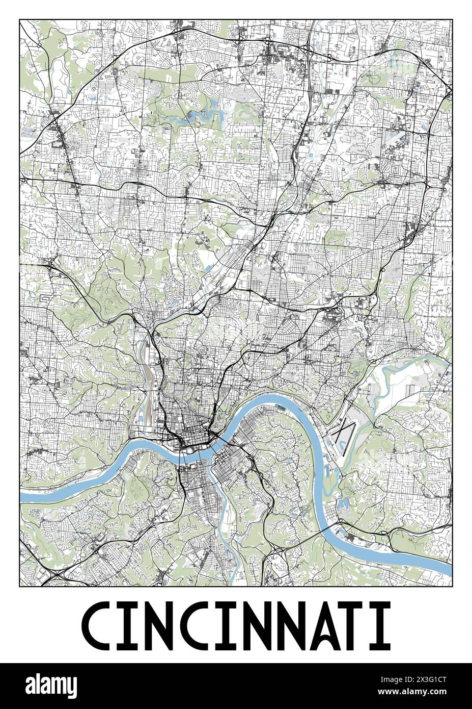 Cincinnati Ohio USA map poster art Stock Vector Image & Art - Alamy