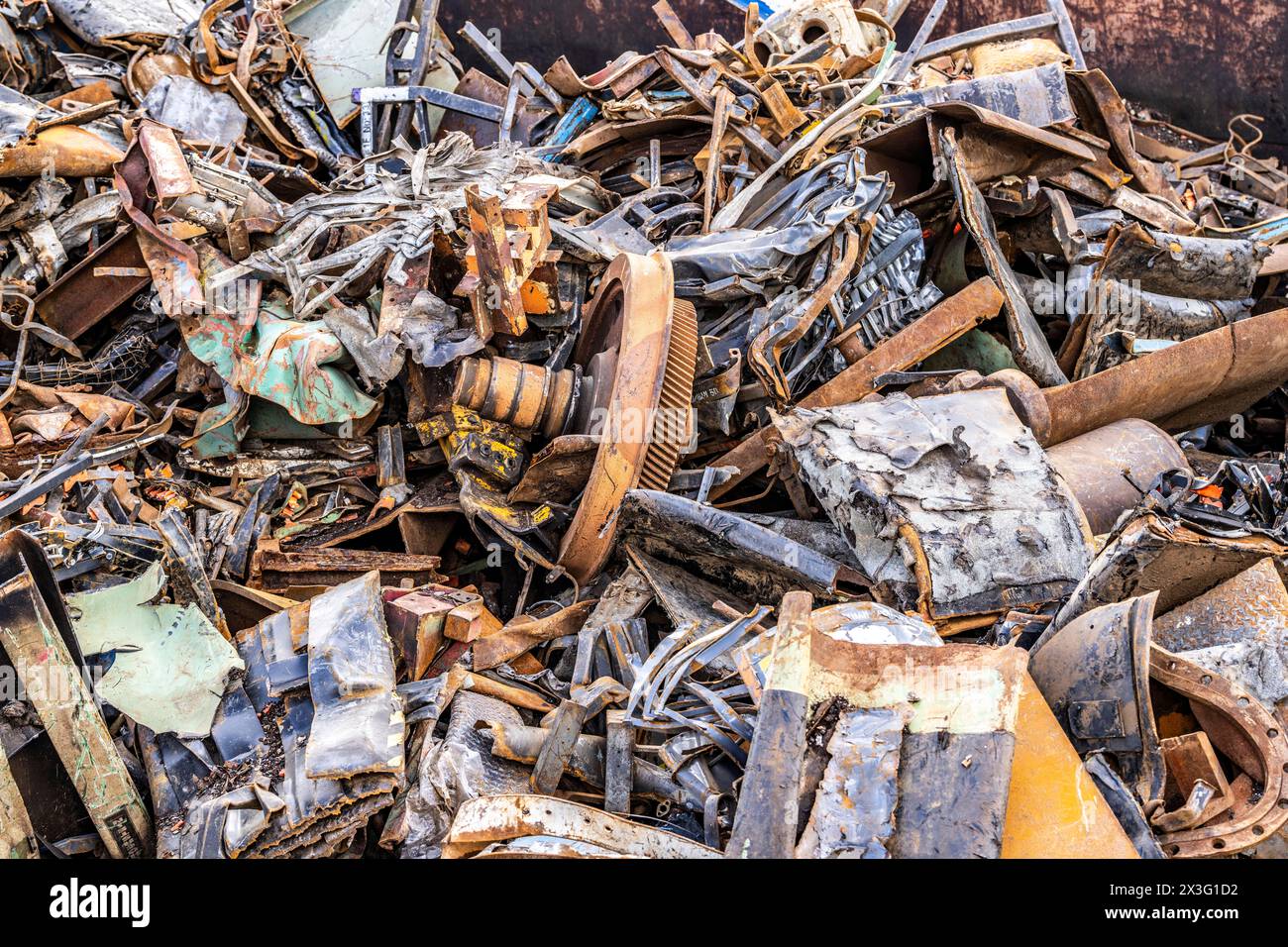 Barges loaded with scrap metal, for recycling, melting down, in the ...