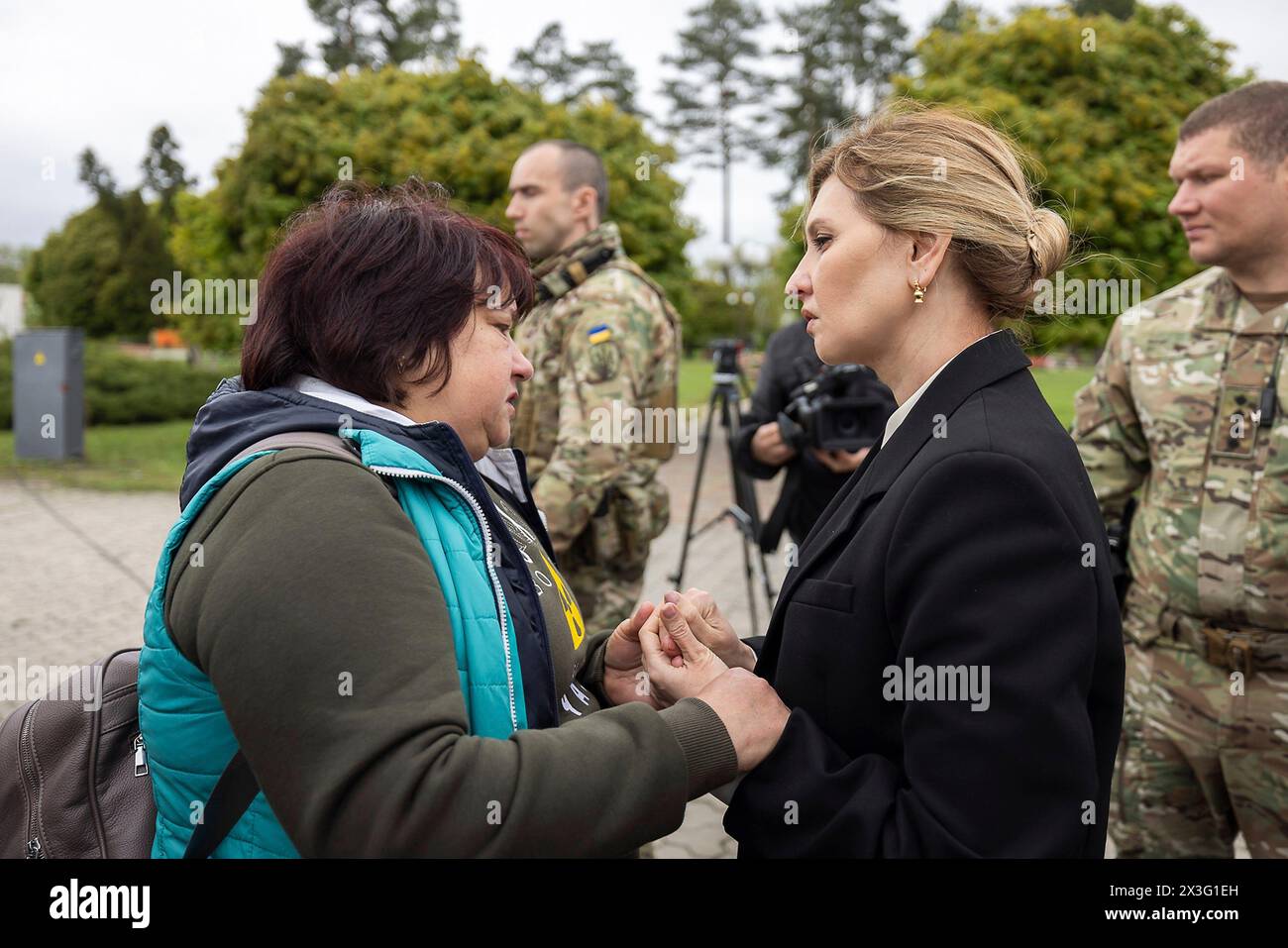 Slavutych, Ukraine. 26th Apr, 2024. Ukrainian First Lady Olena Zelenska ...