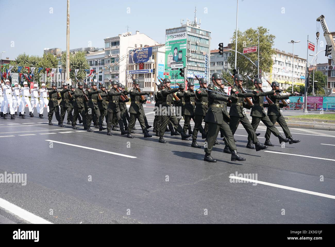 ISTANBUL, TURKIYE - AUGUST 30, 2023: Soldiers march during anniversary ...