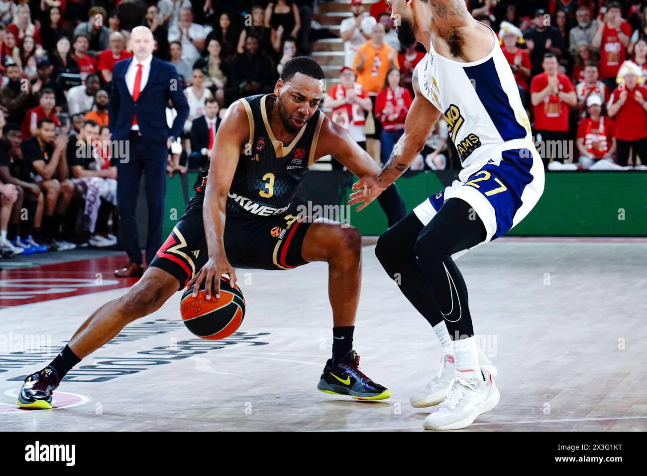 Monaco. 26th Apr, 2024. Monaco player Jordan Loyd (L) and Tyler Dorsey ...