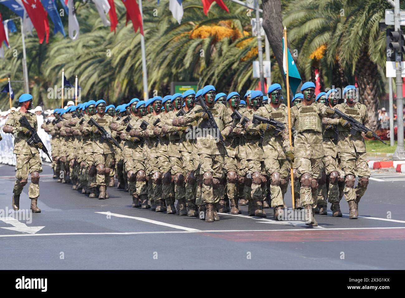 ISTANBUL, TURKIYE - AUGUST 30, 2023: Soldiers march during anniversary ...