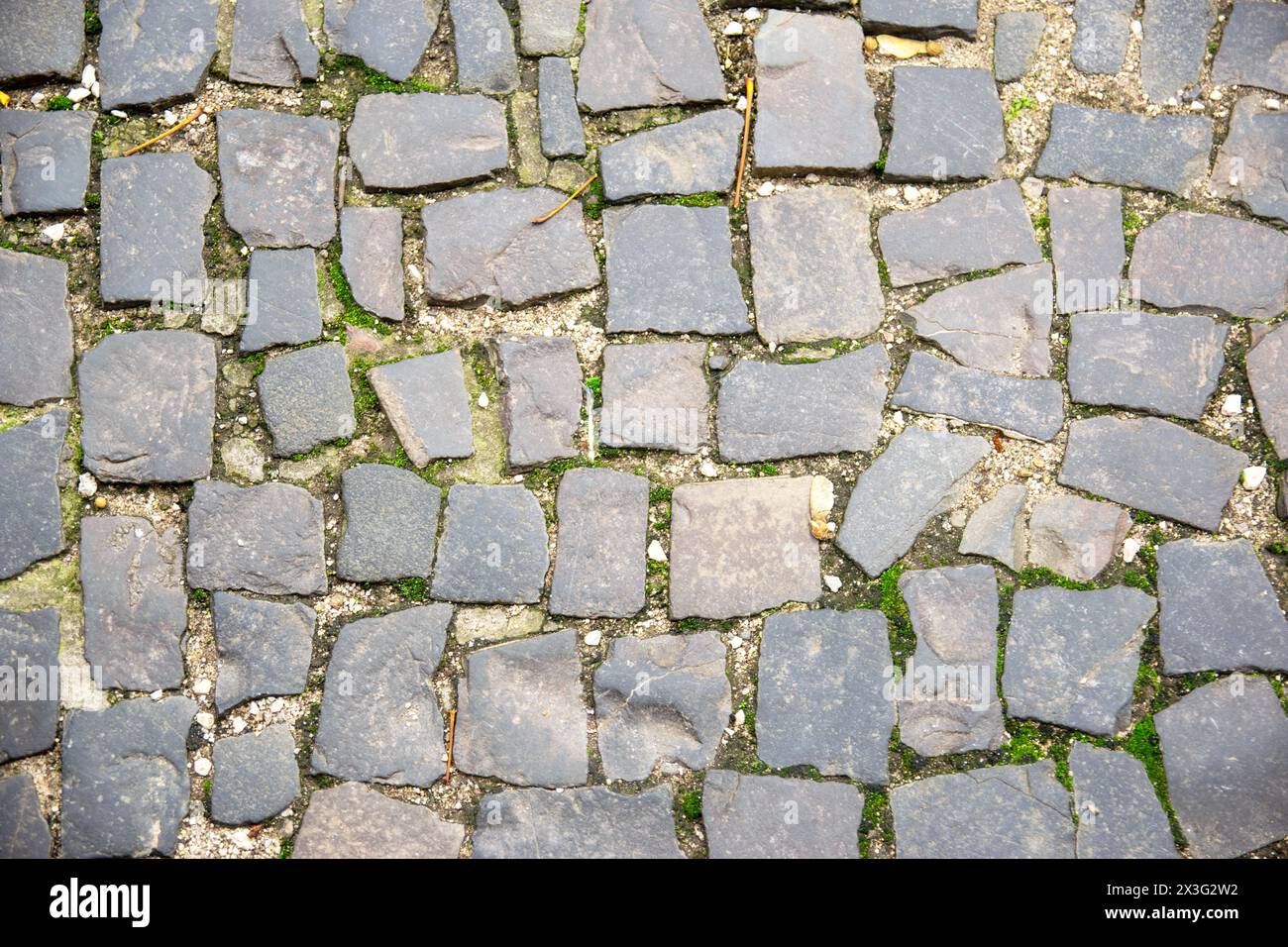 Grey brick wall background. Gray stone block surface with horizontal ...