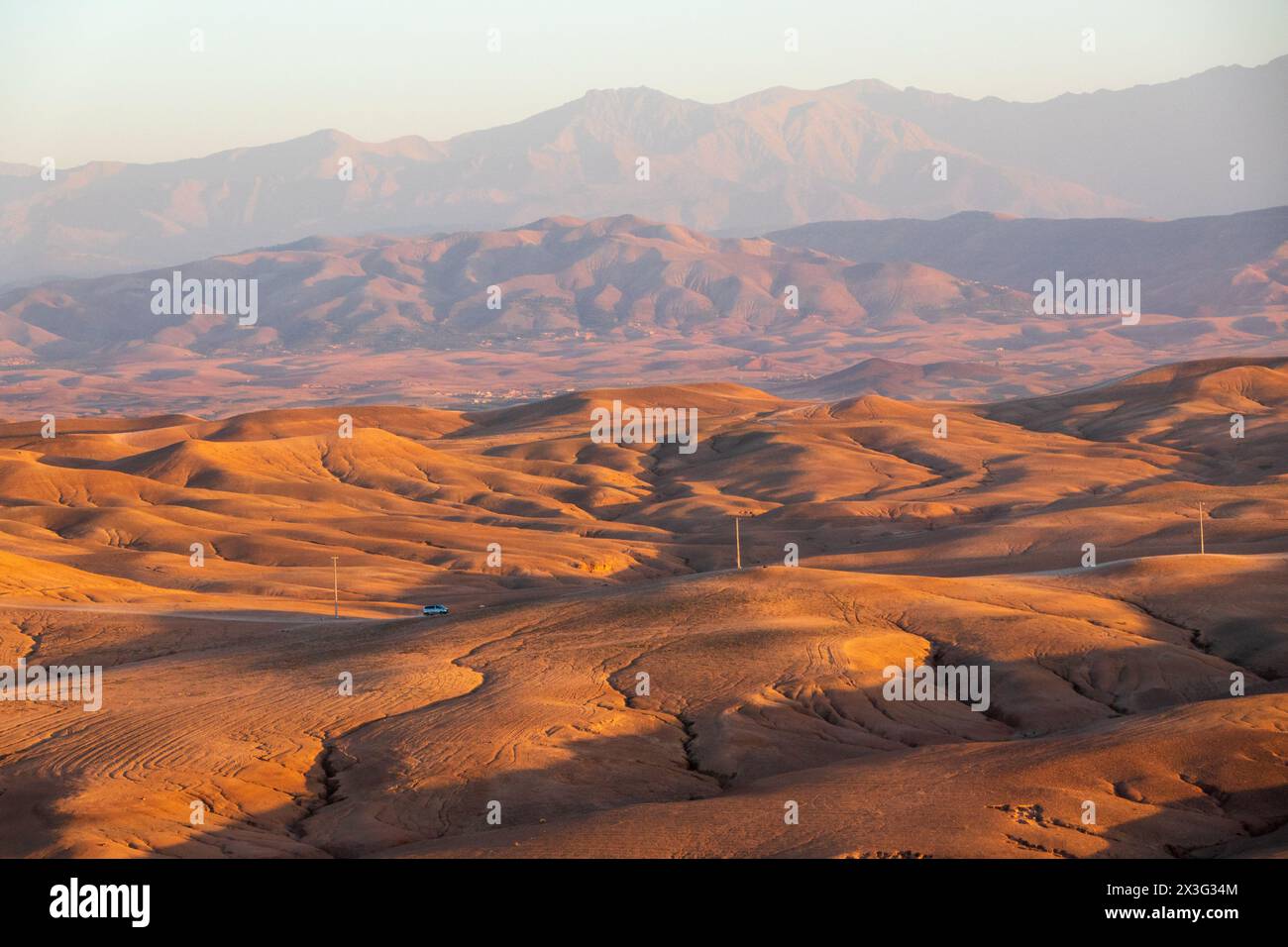 Beautiful sunset in the Agafay Desert in Marrakech, Morocco, Africa ...