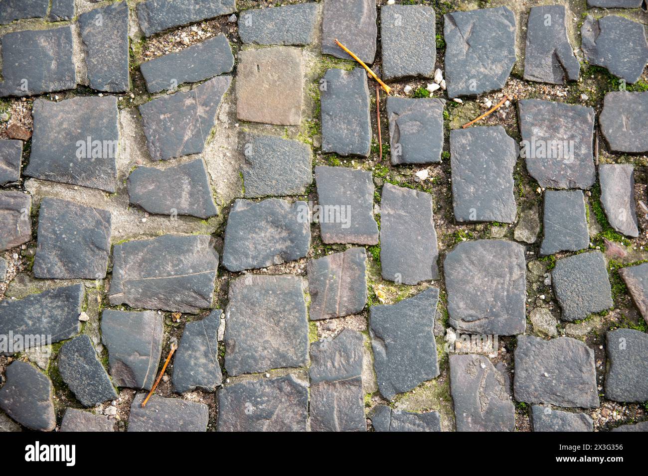 Grey brick wall background. Gray stone block surface with horizontal ...