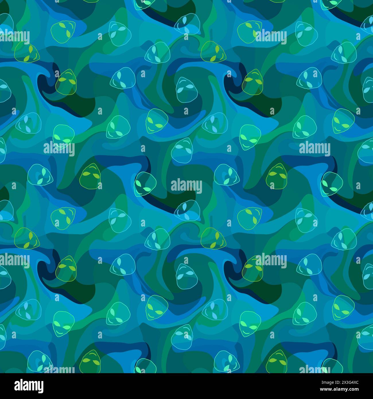 Cartoon summer print seamless ufo aliens pattern for wrapping paper and ...