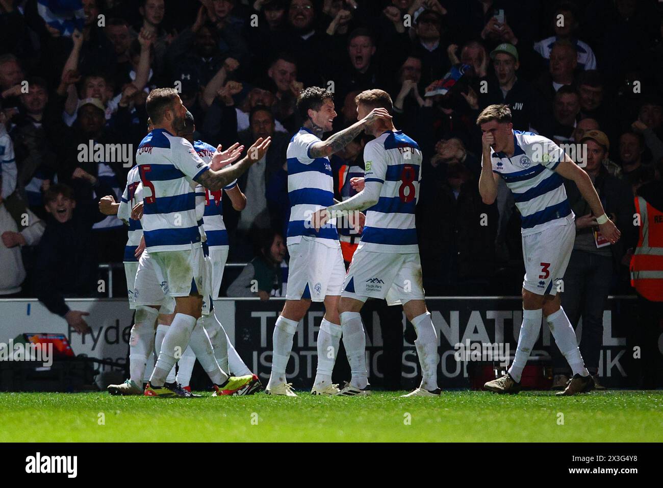 LONDON, UK - 26th Apr 2024: Sam Field of Queens Park Rangers celebrates ...