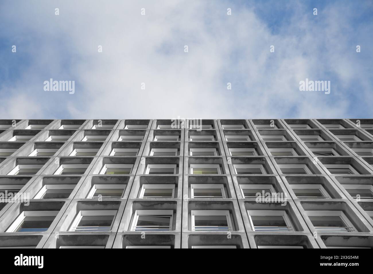 elevation angle of modern building facade with sky, business concept ...