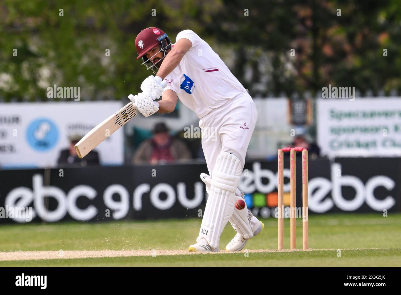 Andy Umeed of Somerset clips the ball away for a single during the ...