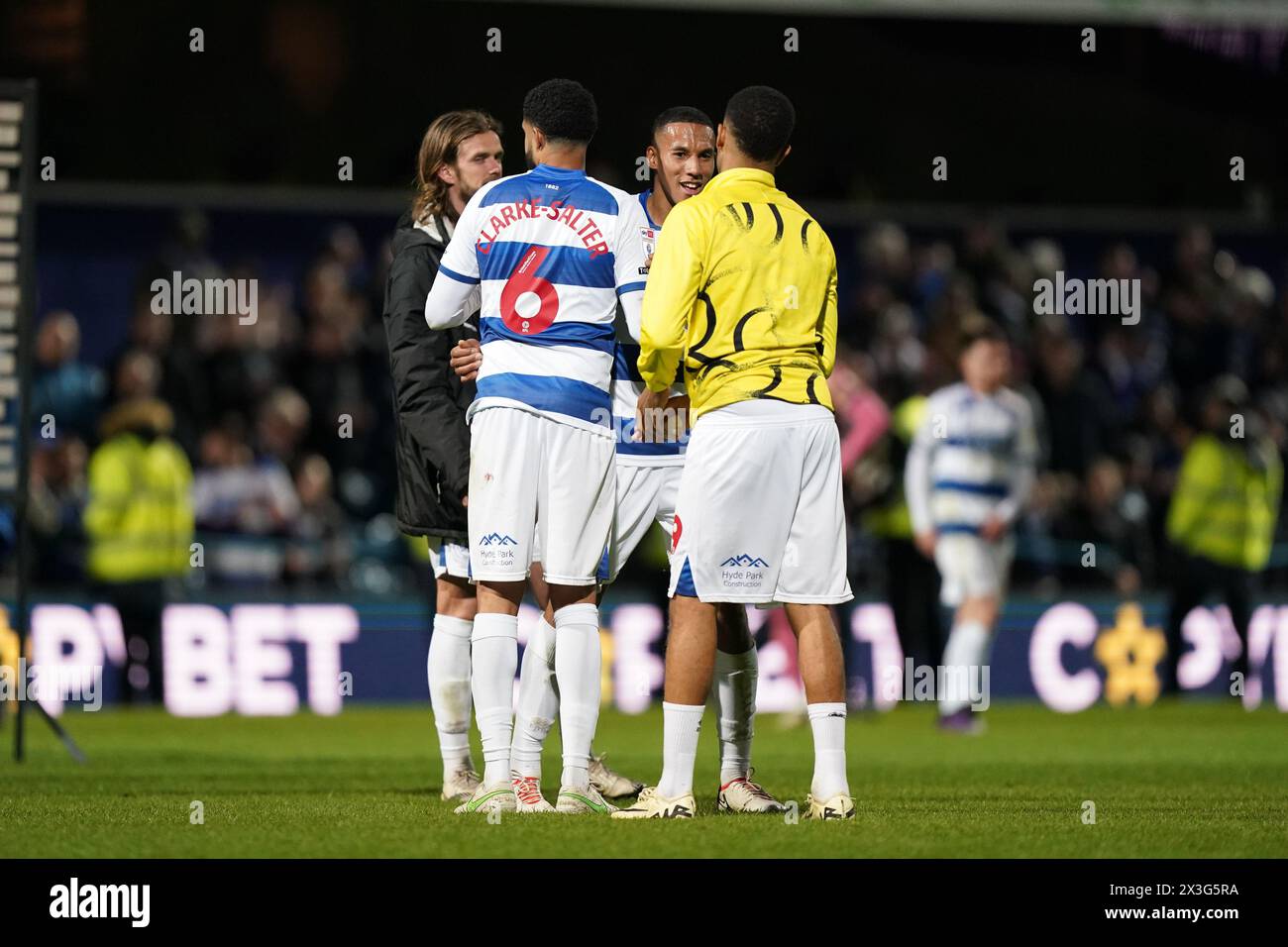 London, UK. 26th Apr, 2024. QPR players celebrating the victory after ...