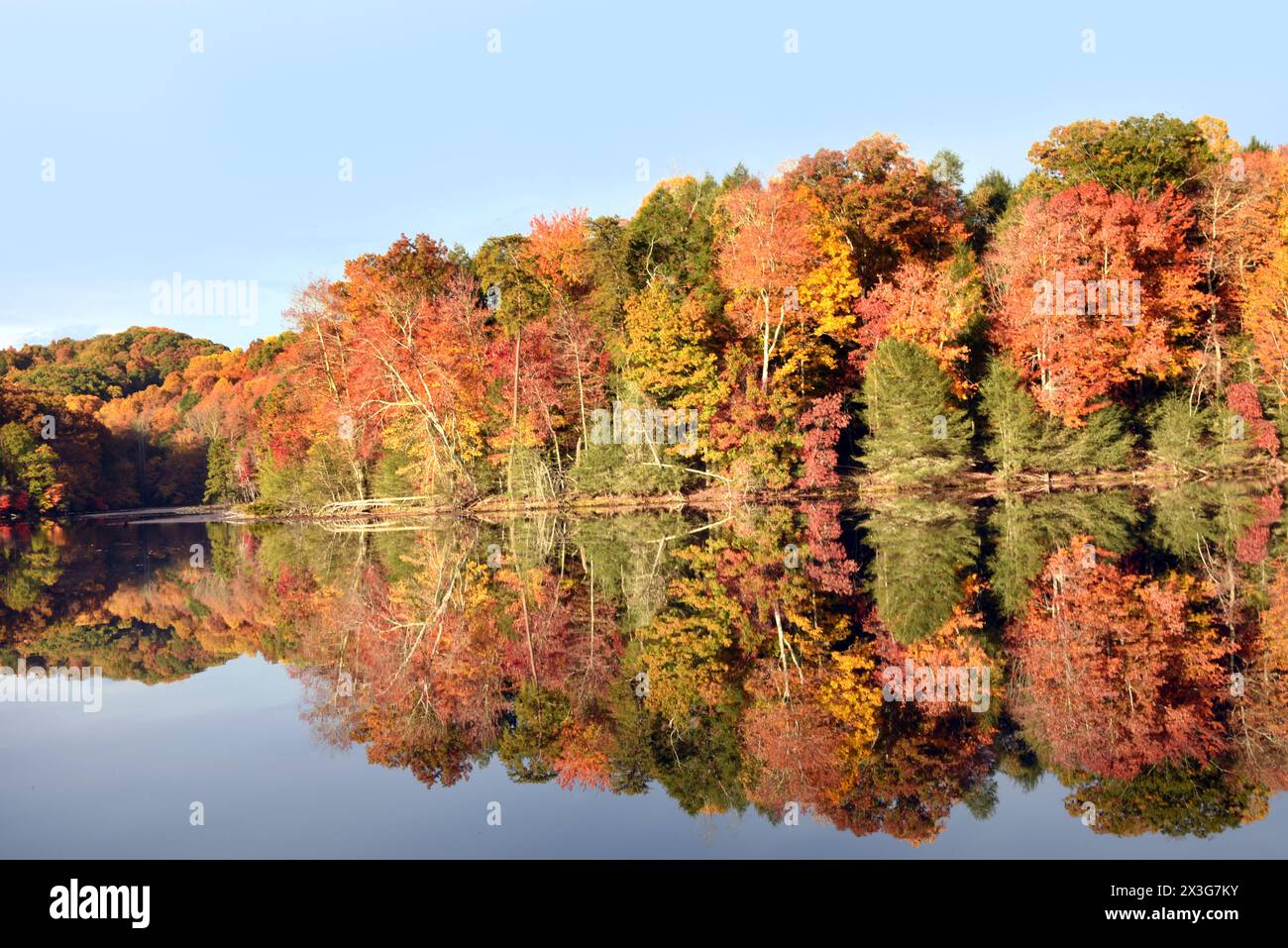 Fall color surrounds Bays Mountain Lake, Bays Mountain Park, Kingsport ...