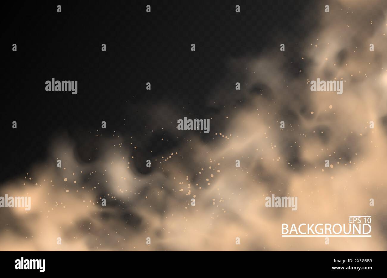 Dust, cloud of sand, powder spray, smog on transparent background ...