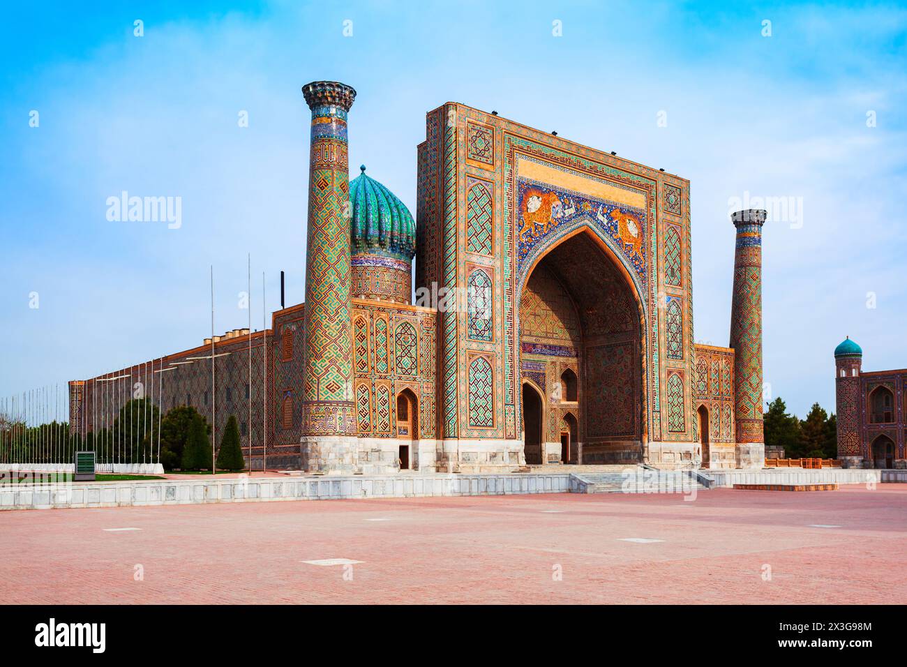 Registan Sher Dor Madrasa is a part of Registan ancient city, Samarkand ...