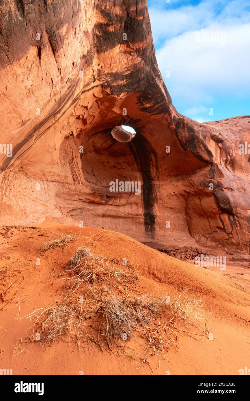 Big Hogan Arch in Monument Valley Arizona lies in a remote area of the ...