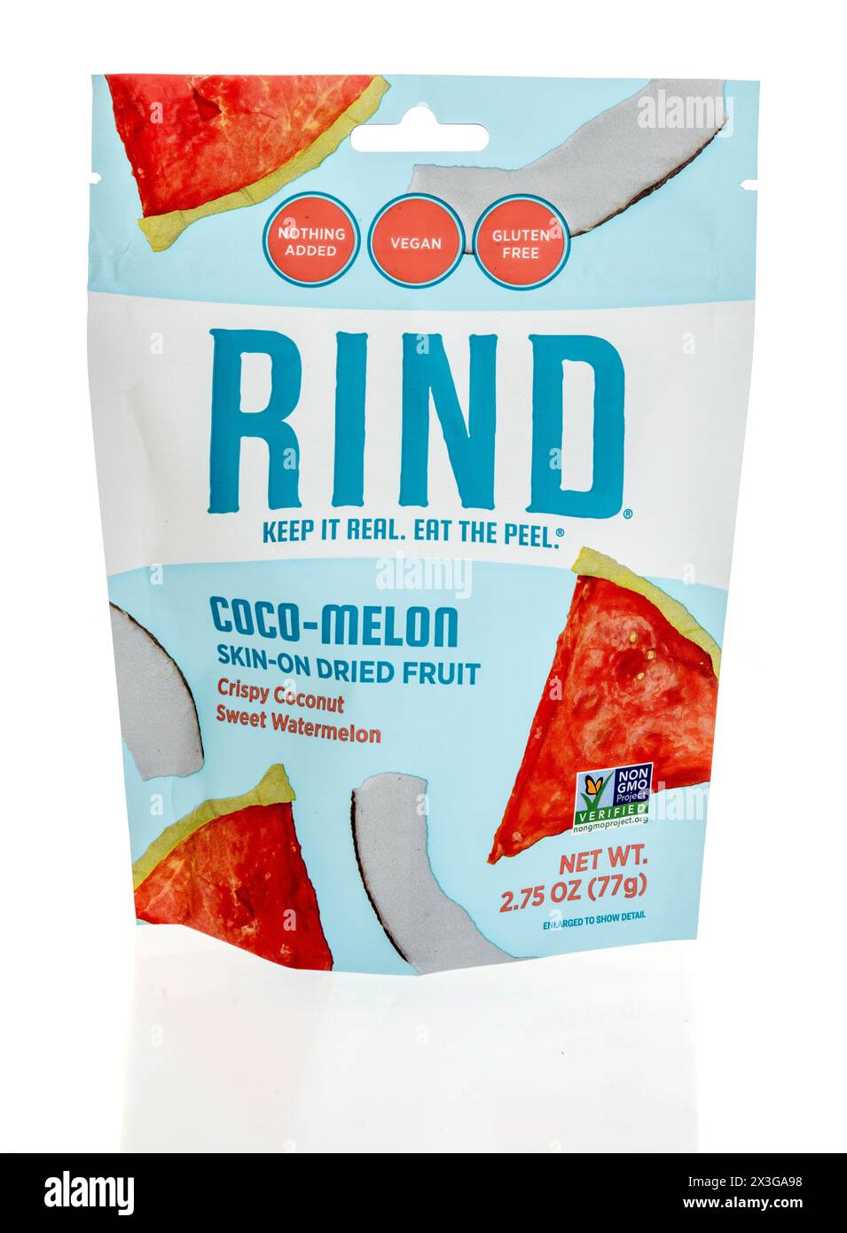 Winneconne, WI - 26 April 2024: A package of Rind skin on dried fruit ...