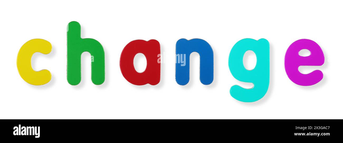change word in magnetic letters Stock Photo - Alamy