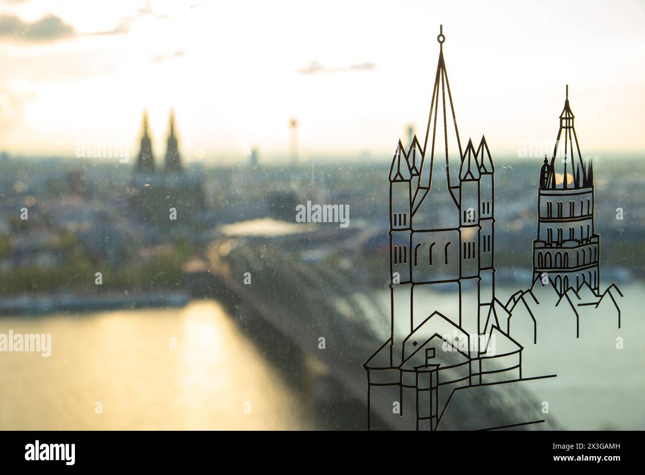 Blurry Cologne Cathedral and Hohenzollern Bridge, background Stock ...