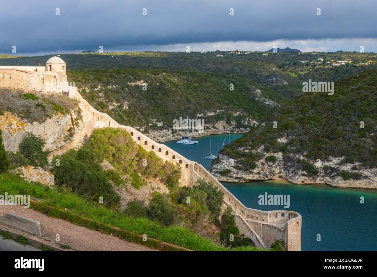 Bonifacio town, medieval citadel in Corsica Island, France Stock Photo ...