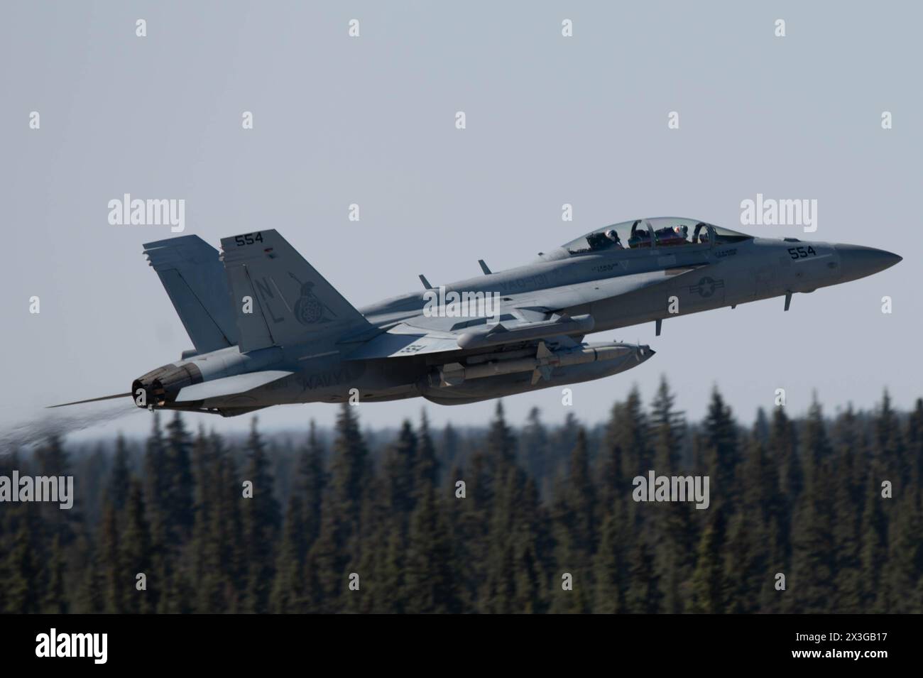 An EA-18G Growler assigned to the Electronic Attack Squadron (VAQ) 131 takes flight during Red ...