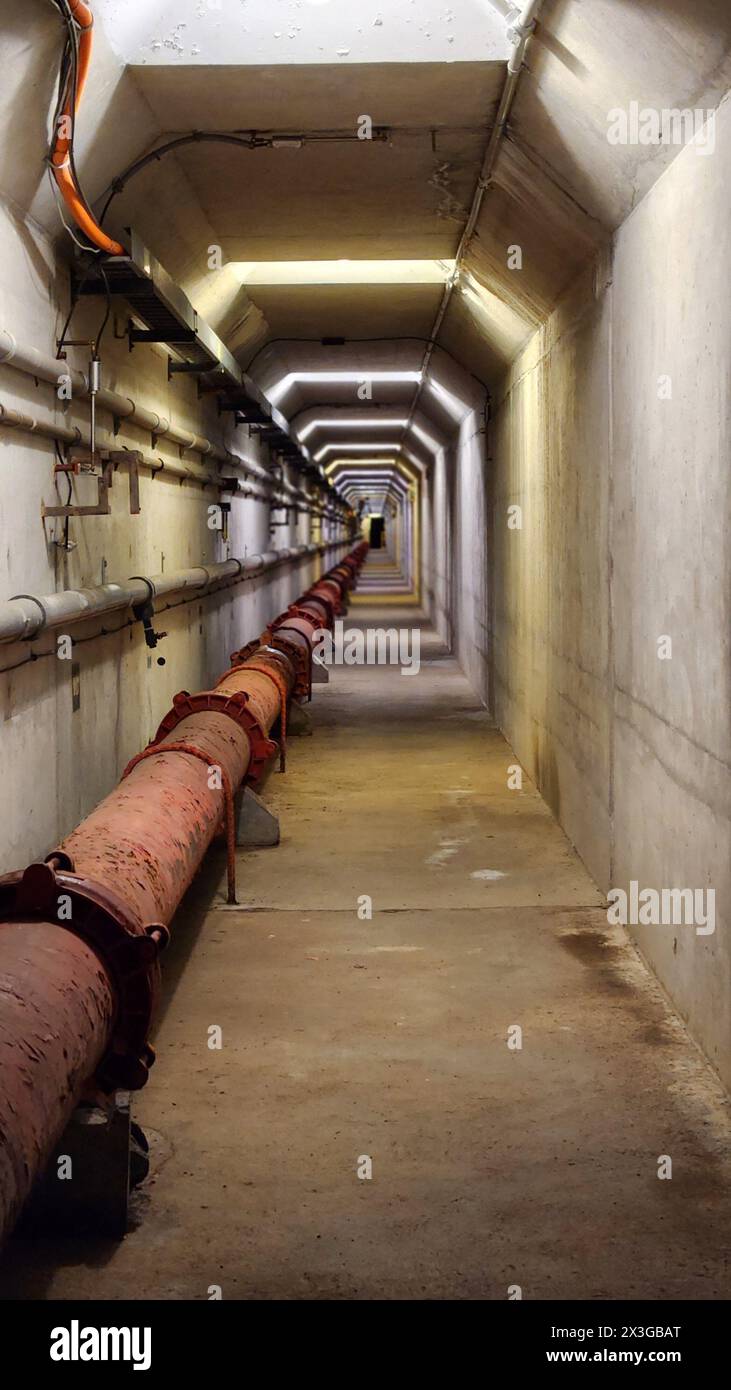 A service tunnel stretches across the inside of the Mount Morris Dam in ...