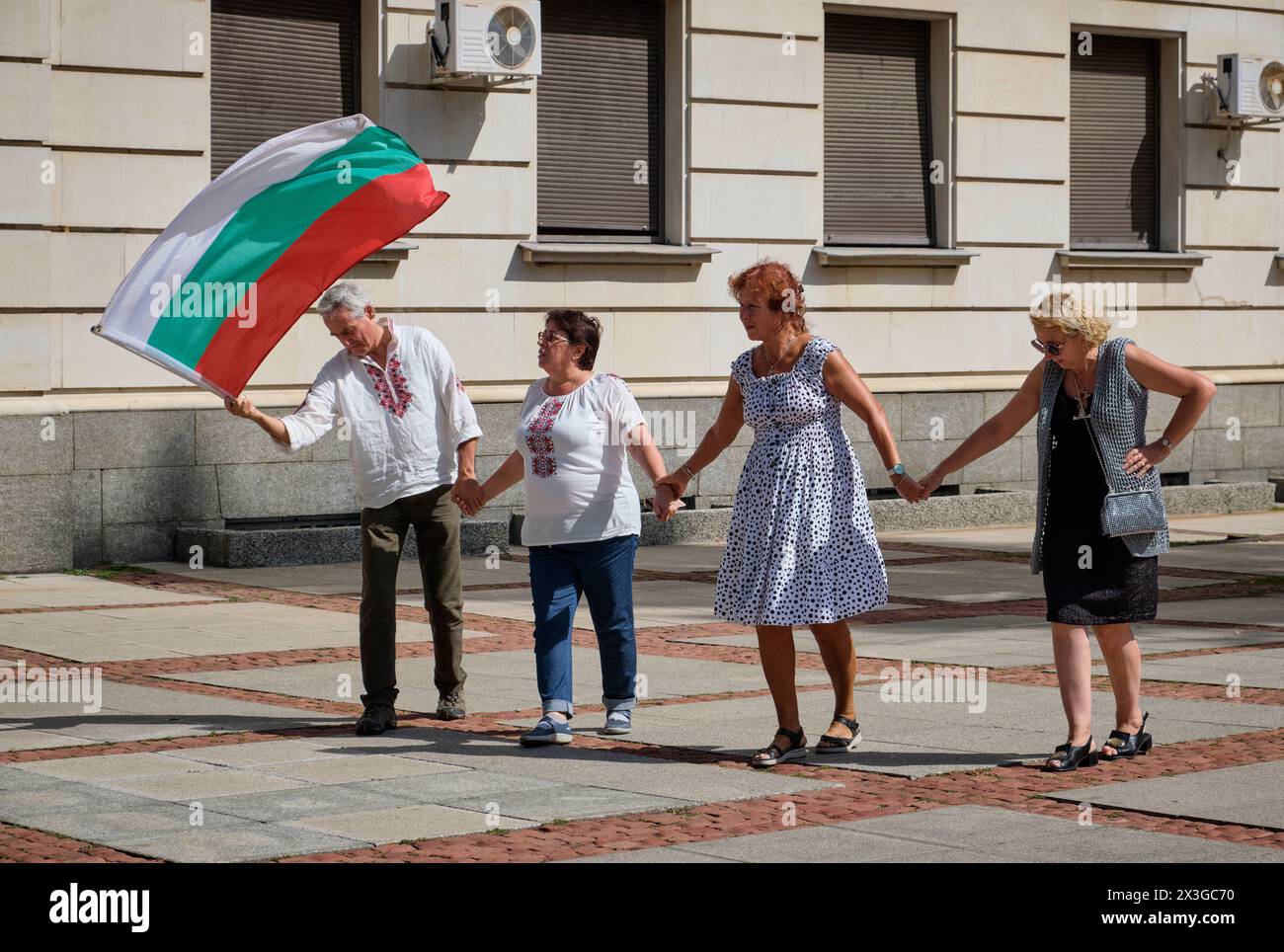 Bulgaria, Sofia; 22 September 2023, people with a bulgarian flag ...