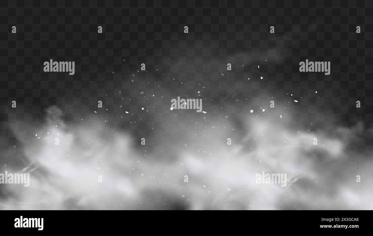 White snow explosion with particles and snowflakes splash isolated on ...