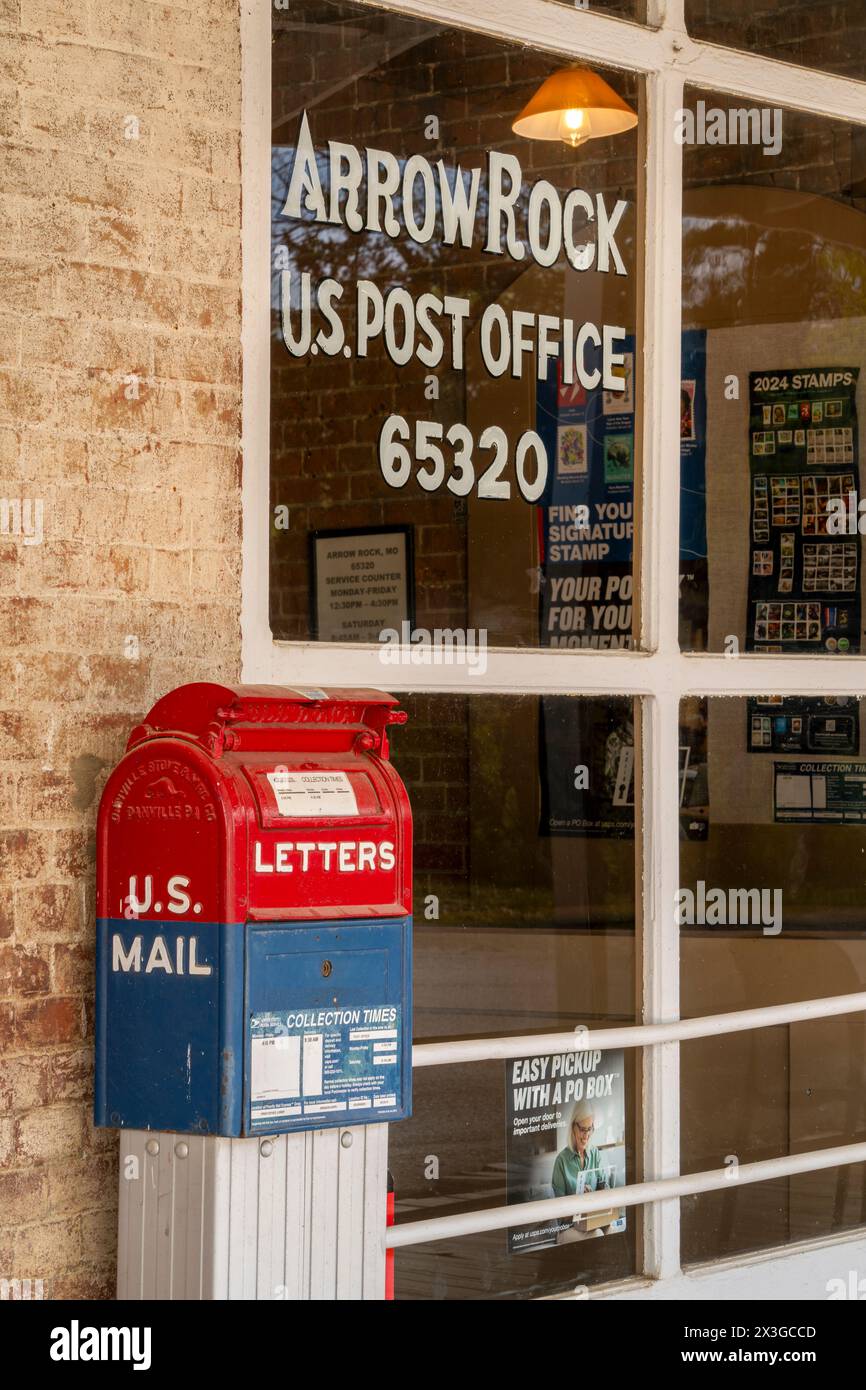 Arrow Rock, MO, USA - April 22, 2024: US Post Office with a mail box ...