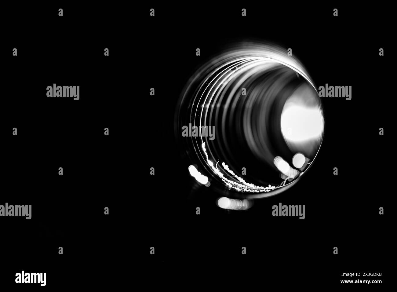 View inside a black HDPE corrugated flexible tile pipe Stock Photo - Alamy