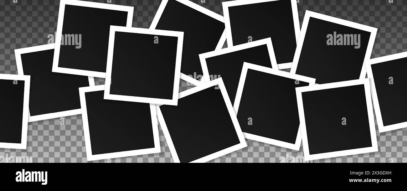 Set of square vector photo frames. Collage of realistic frames isolated ...