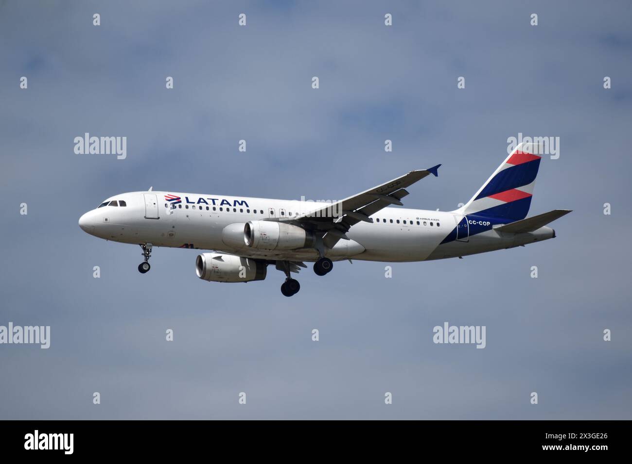 Airbus A320 aircraft of LATAM airline approaching Buenos Aires airport ...