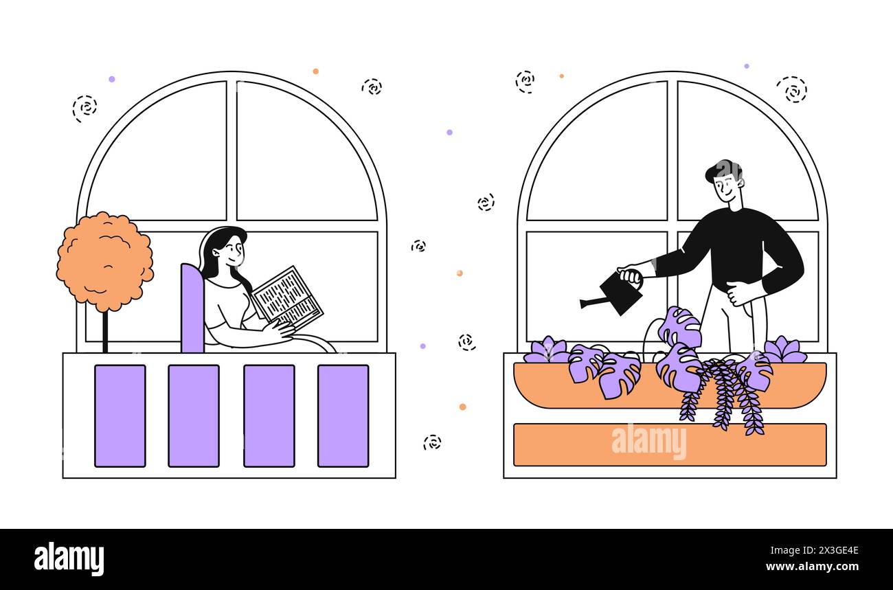 Woman apartment balcony Cut Out Stock Images & Pictures - Alamy