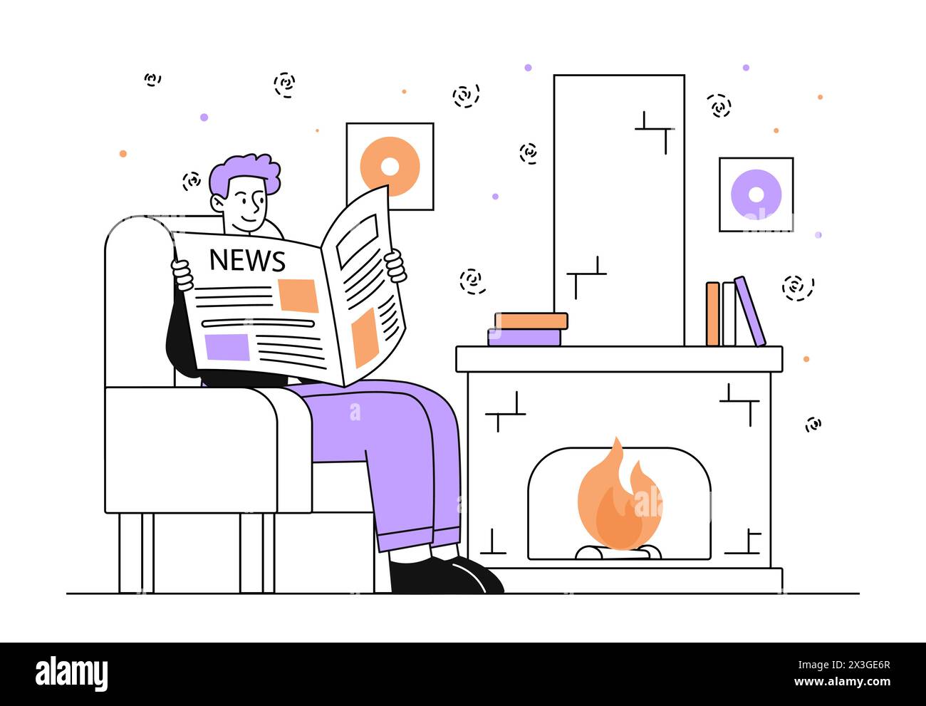 Newspaper reading man table Stock Vector Images - Alamy