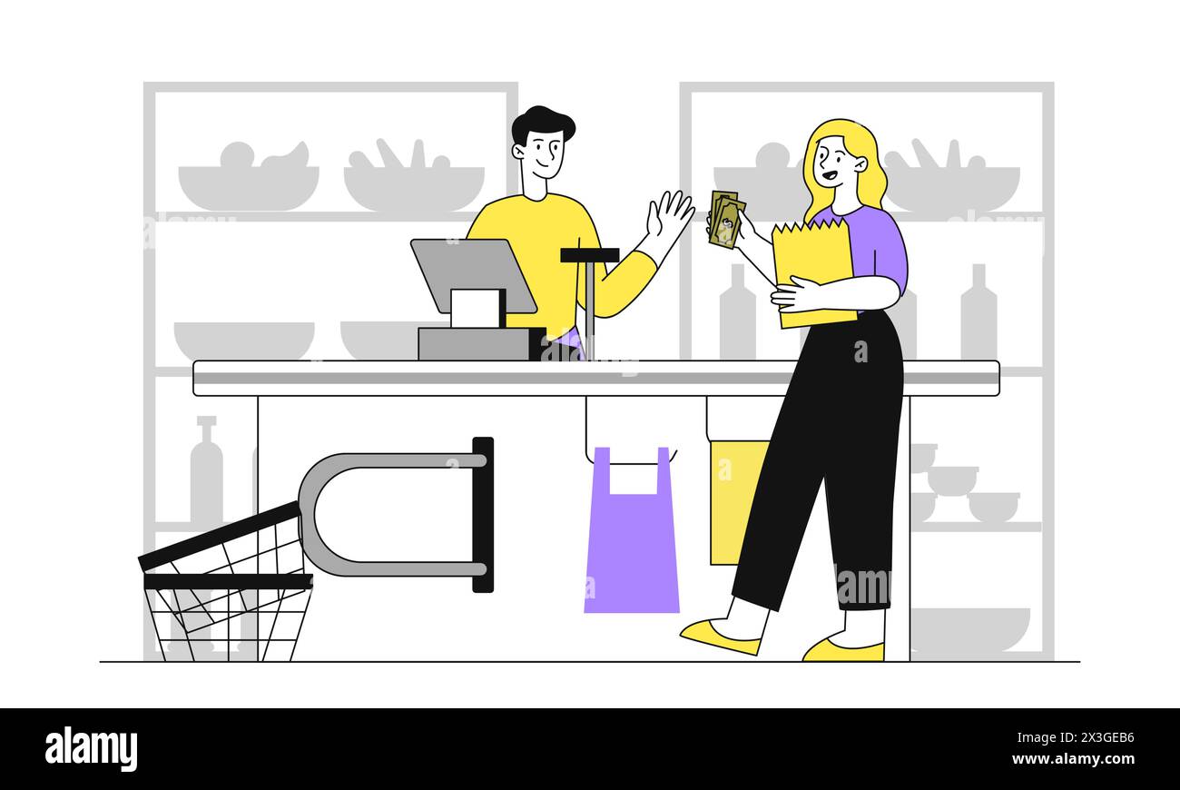 Cash payment in store vector simple Stock Vector Image & Art - Alamy