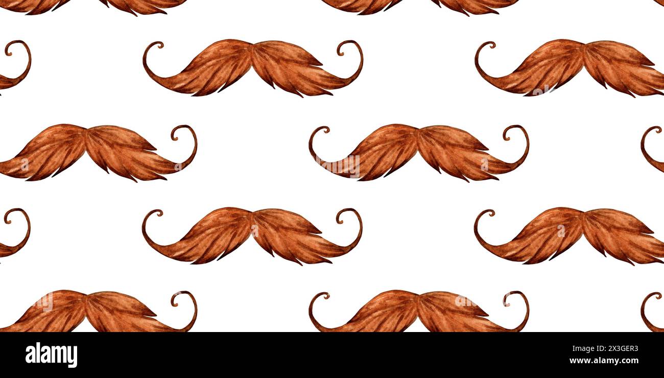 Red mustache pattern watercolor illustration isolated from background ...