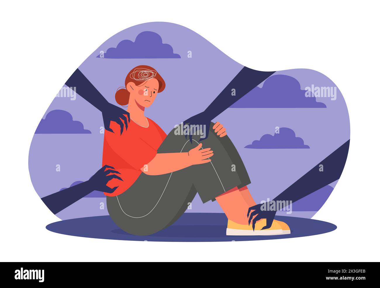 Woman with depression vector Stock Vector Image & Art - Alamy