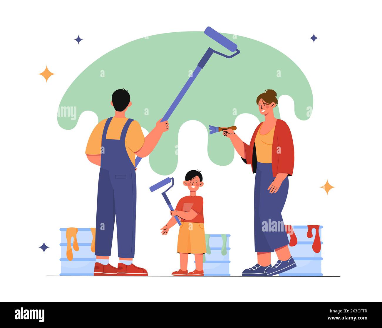 Family painting walls vector Stock Vector Image & Art - Alamy