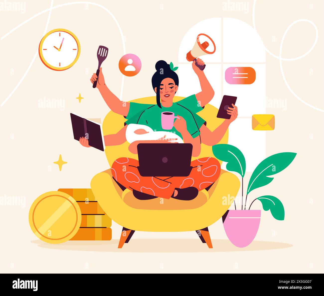 Mom multitasking kitchen hi-res stock photography and images - Alamy