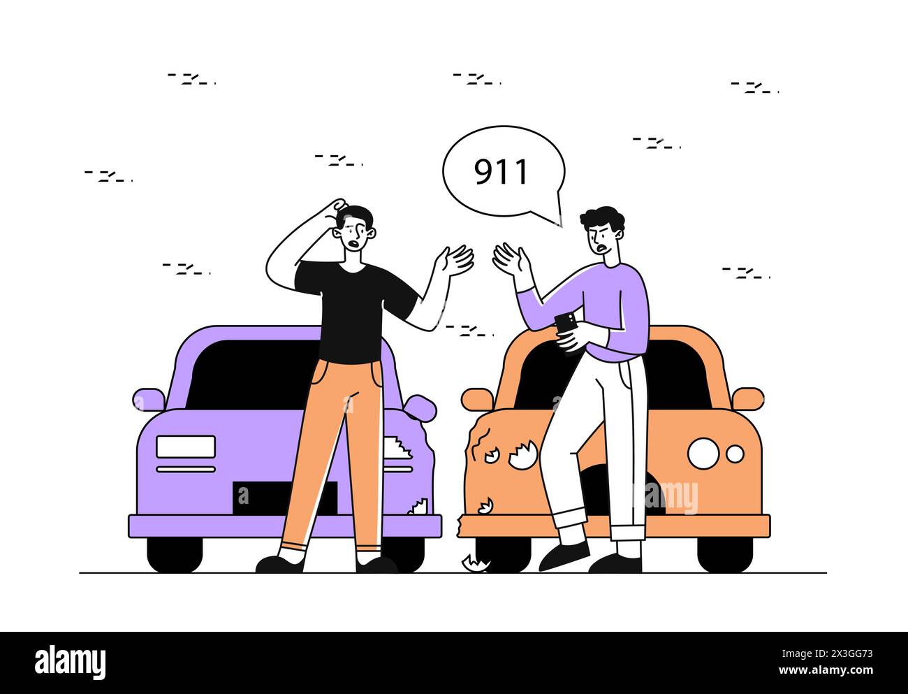 People with car accident vector linear Stock Vector Image & Art - Alamy