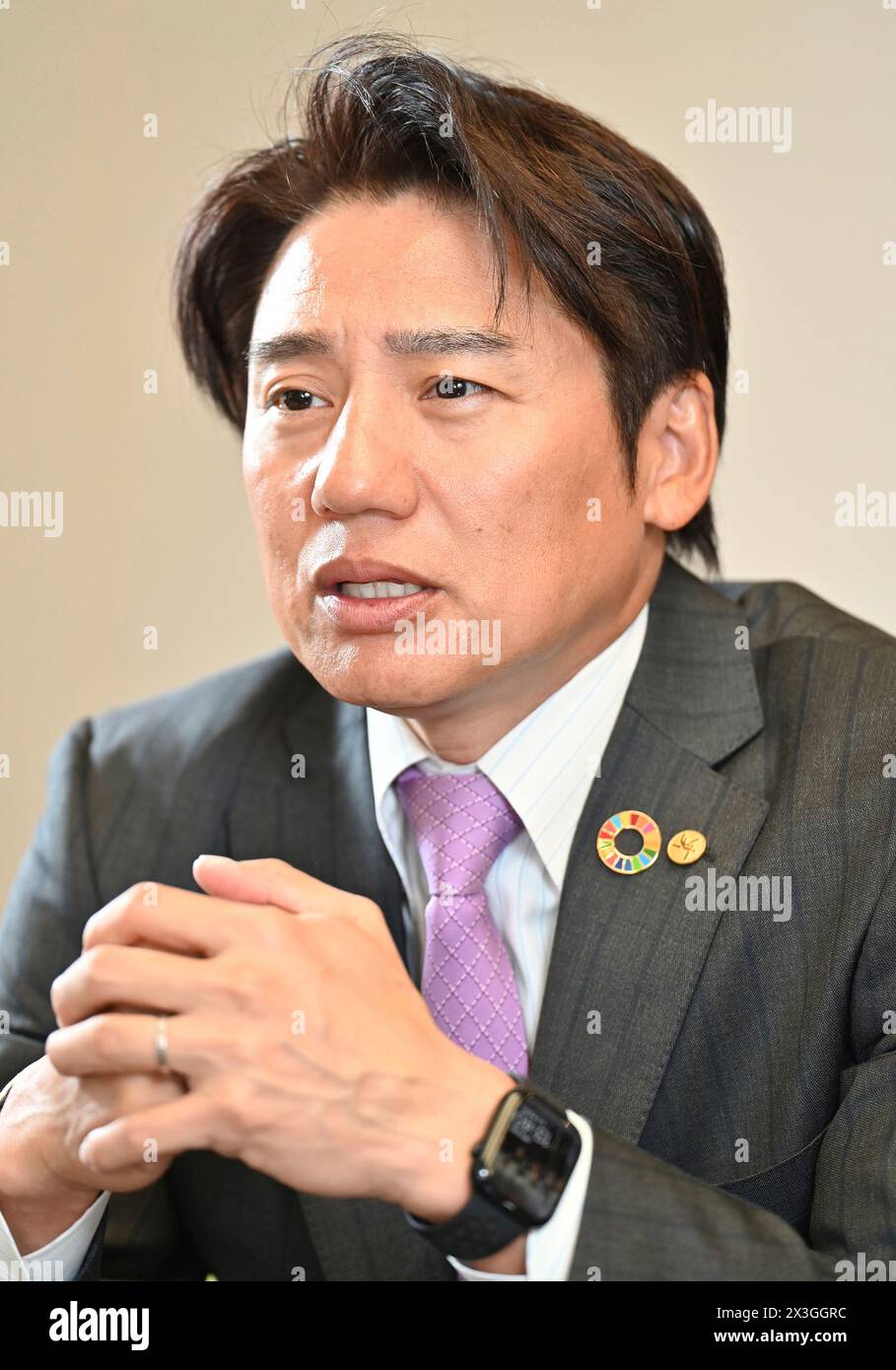 Yukio Iketani, a former Japanese gymnast, attends an interview in Osaka ...