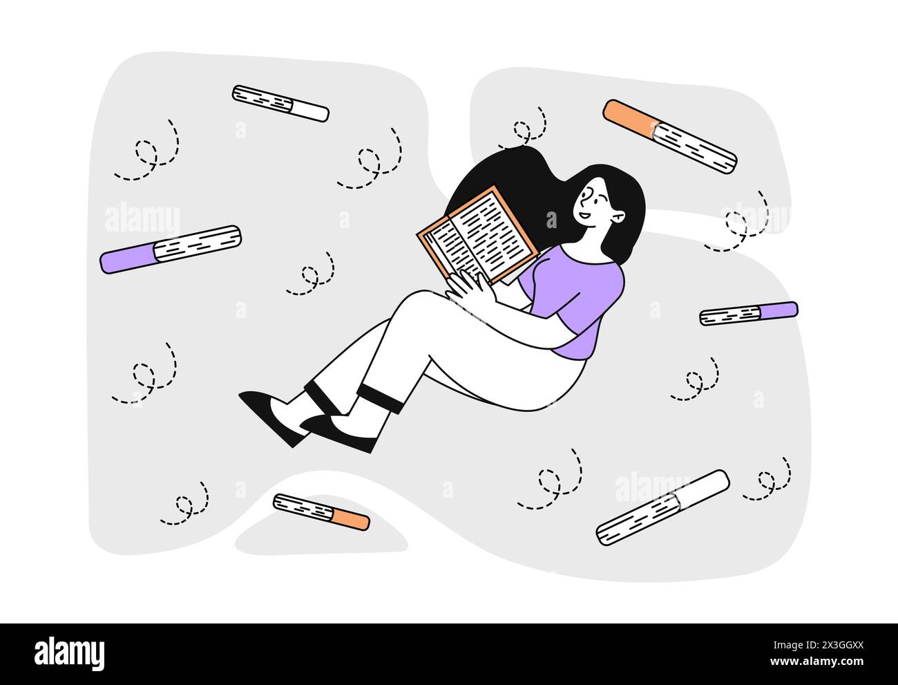 Woman reading book vector simple Stock Vector Image & Art - Alamy