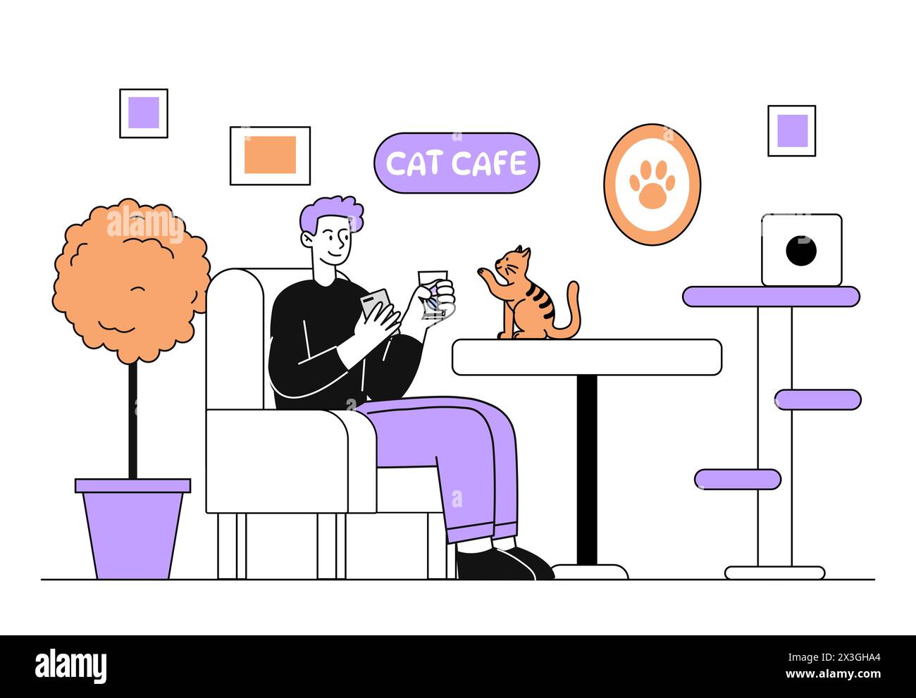 Cafe family eating Stock Vector Images - Alamy