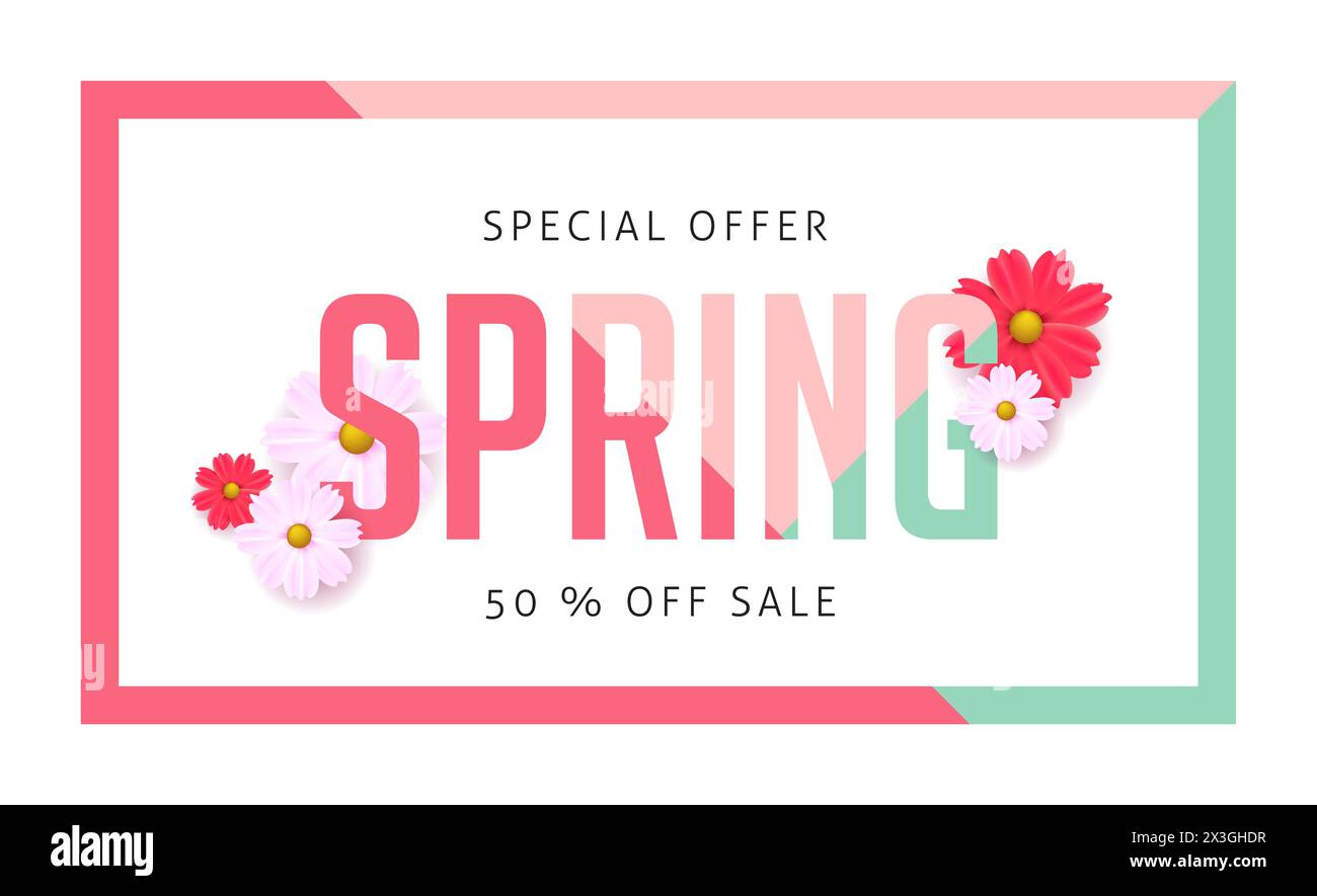 Spring sale background with beautiful colorful flower. Vector ...